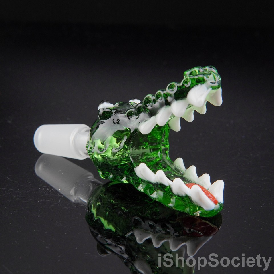 3.5" Crocodile Glass Slide Bowl 14mm Water Pipe Hookah Head Piece Thick ...
