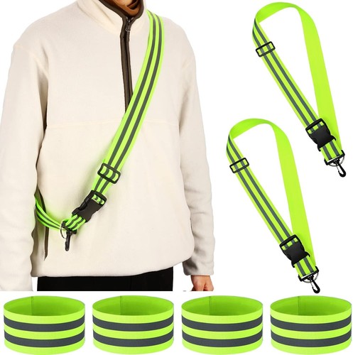 2 Pcs Reflective Sash with 4 Bands Adjustable Visibility Belt Safety ...