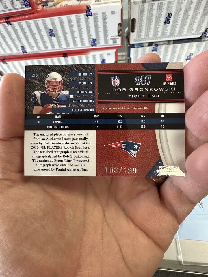 2010 Limited #215 Rob Gronkowski Auto Autograph RC Rookie | eBay