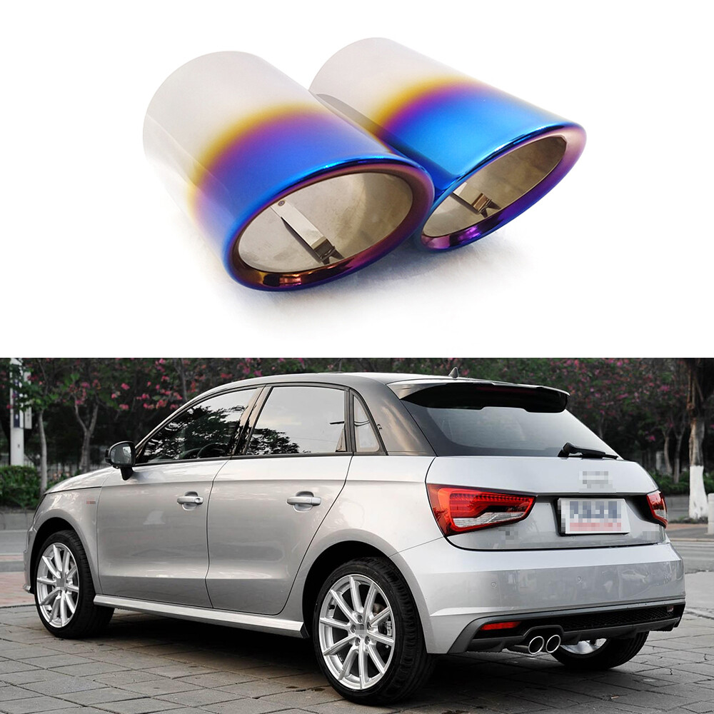 2Pcs Car Exhaust Muffler Tip Tail Pipe End Trim Blue for Audi A1 2011 ...