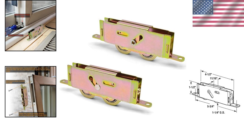 Smooth Glide Replacement Rollers for Sliding Patio Doors - 1-1/4" Steel ...