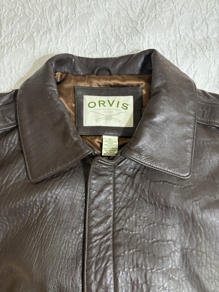 Orvis Brown Leather USN A2 Bomber Jacket size XL | eBay