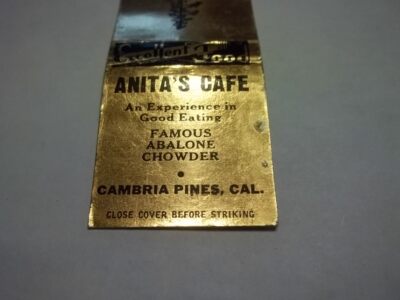 Matchbook Cover Anitas Cafe Abalone Chowder #1 Highway Cambria CA #184 ...
