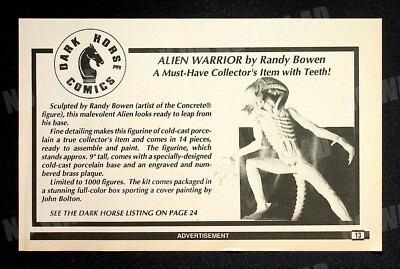 Alien Figure Dark Horse Comics Randy Bowen 1991 Print Magazine Ad ...