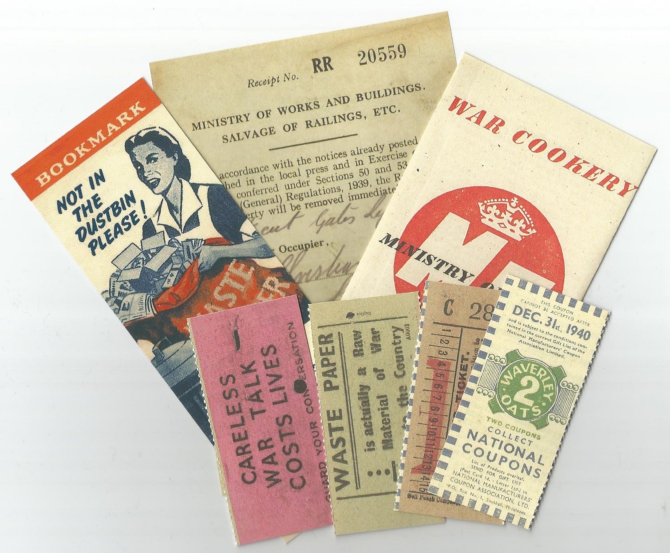 7 World War 2 Home Front Tokens / Cards / Leaflets / Bookmark 1940 ...