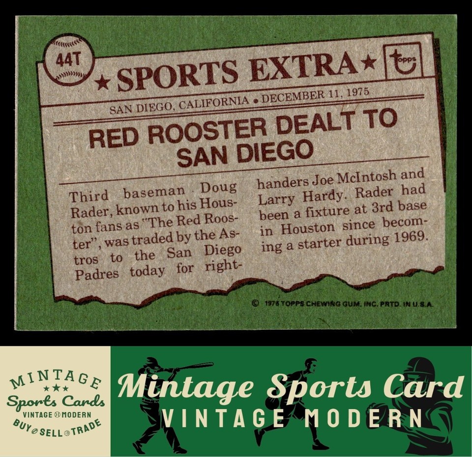 1976 Topps - Doug Rader - #44T San Diego Padres VG/EX | eBay