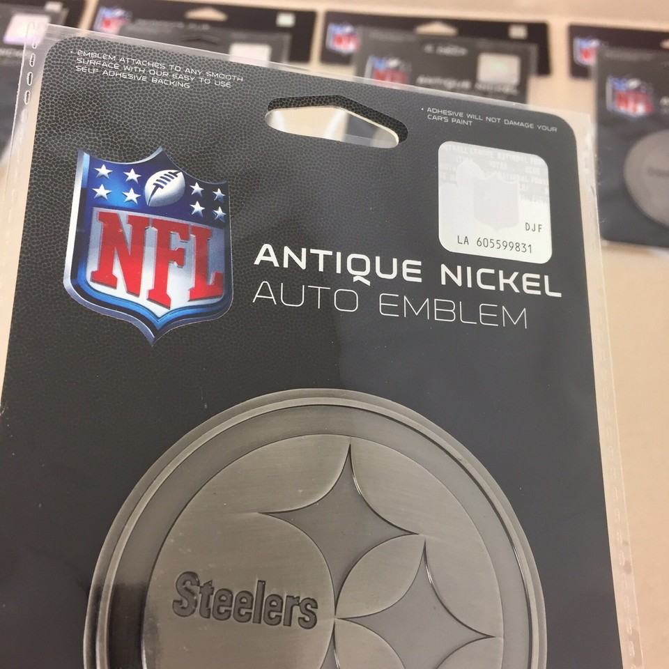 Pittsburgh Steelers Antique Nickel Auto Emblem NFL Car Decal Football ...