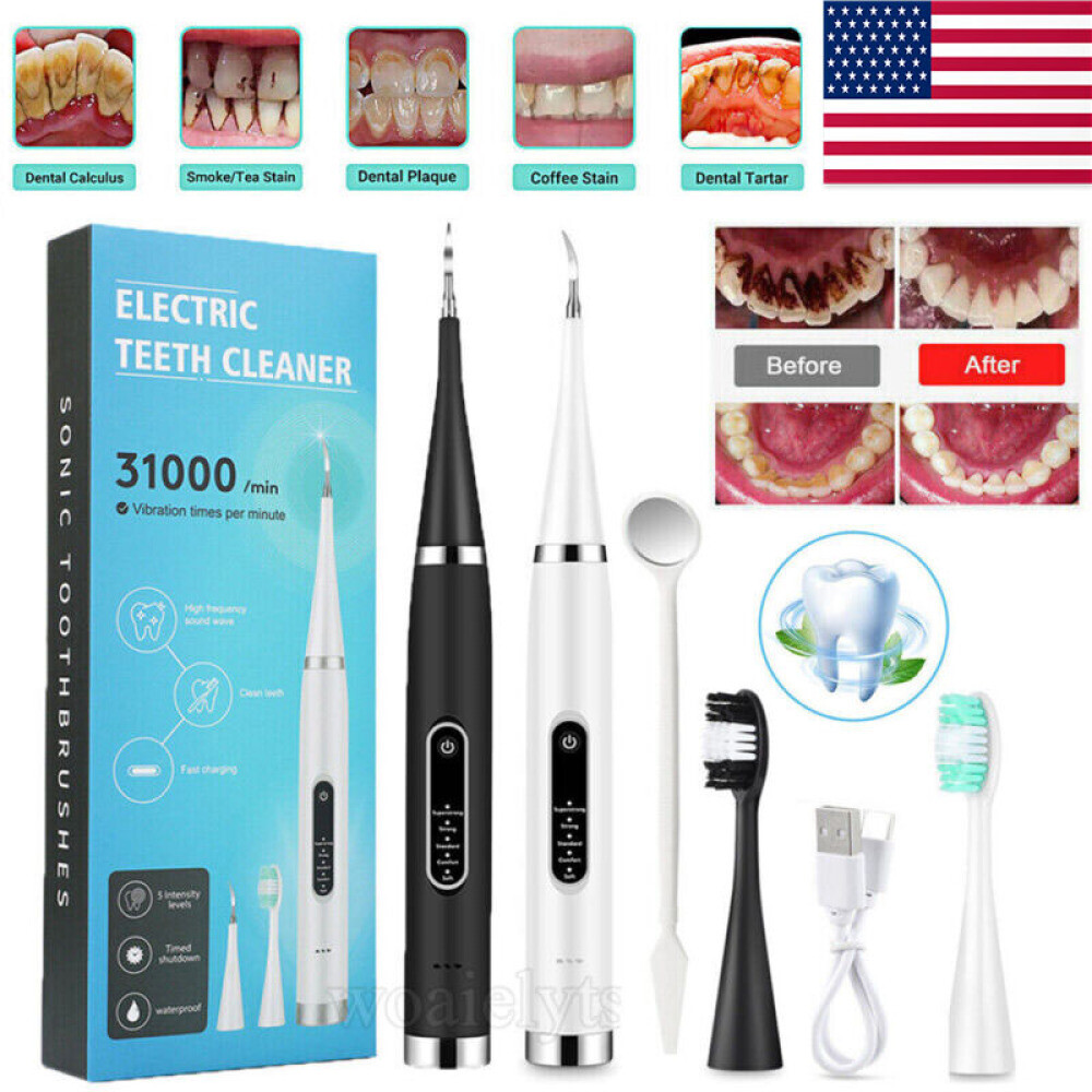 Ultrasonic Electric Teeth Cleaner Plaque Remover 5 Modes - Dental Tooth ...