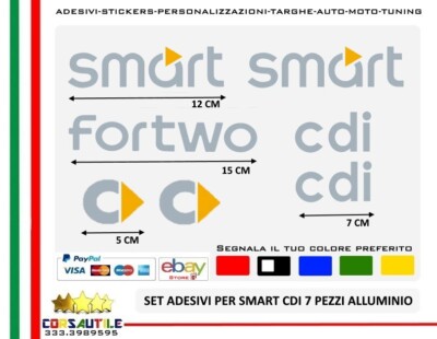 KIT adesivi SMART fortwo forfour cdi sticker prespaziato tuning auto ...