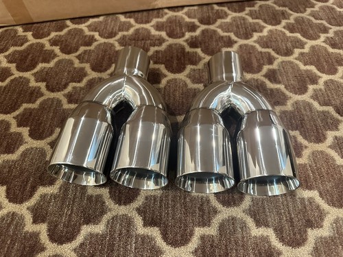 Universal Pair Dual Quad Stainless Steel Exhaust Tips 2.5" Inlet 3.5 ...