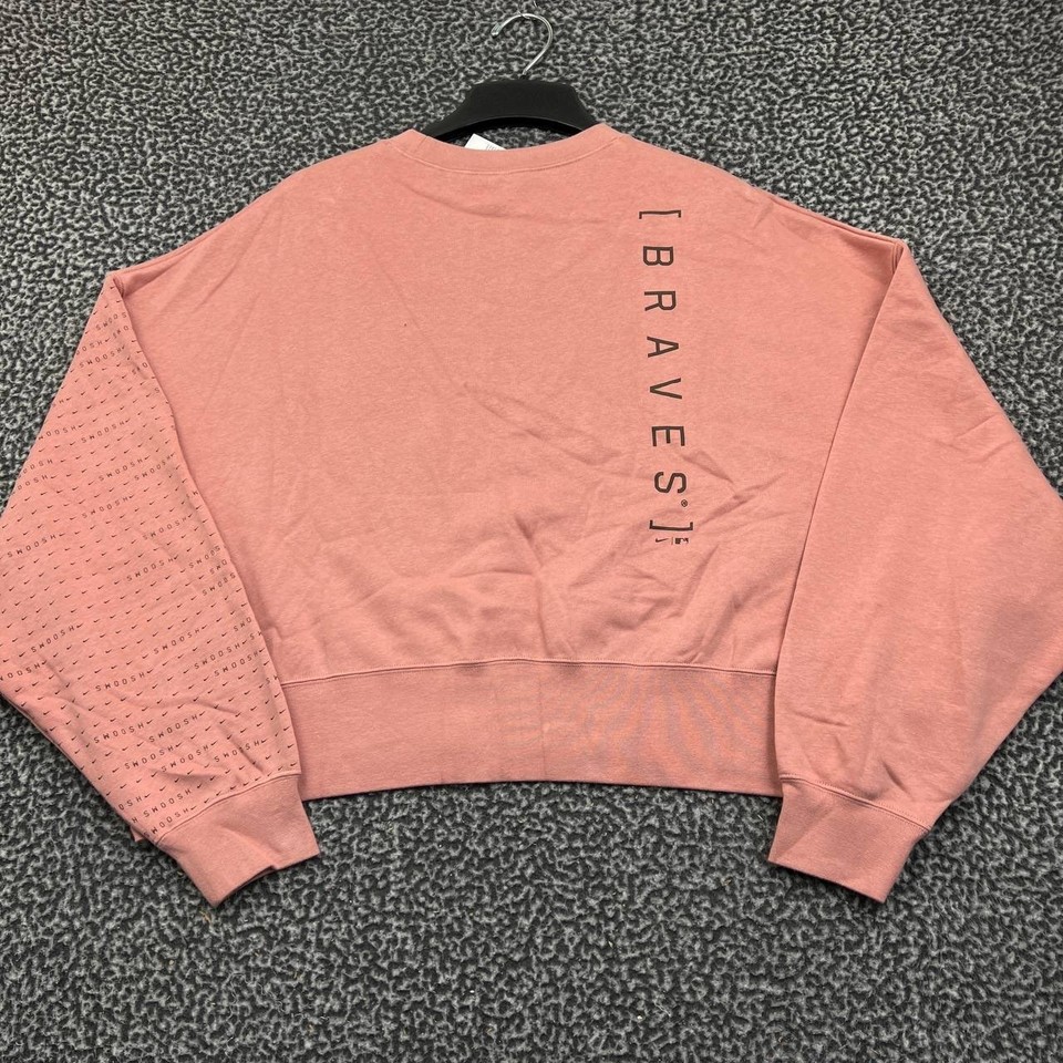 Nike Sweatshirt Women Medium Pink Atlanta Braves MLB Pullover Oversized ...