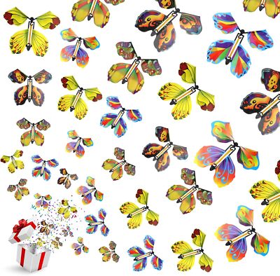 20 PCS Flying Butterfly Toy, Wind up Flying Butterfly Surprise Box Wind ...