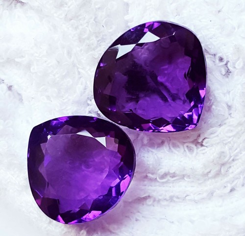 Natural Violet Amethyst 22+ Ct Certified Pair Loose Gemstone ~Free Gift ...