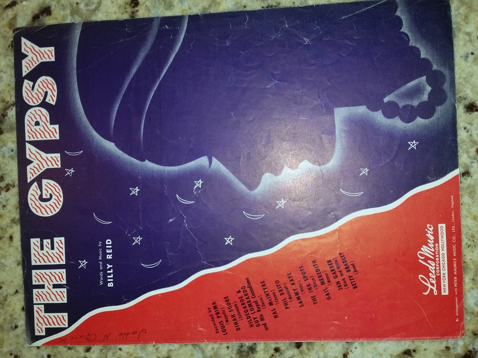 THE GYPSY WORDS AND MUSIC BY BILLY REID-1946 COPY | eBay