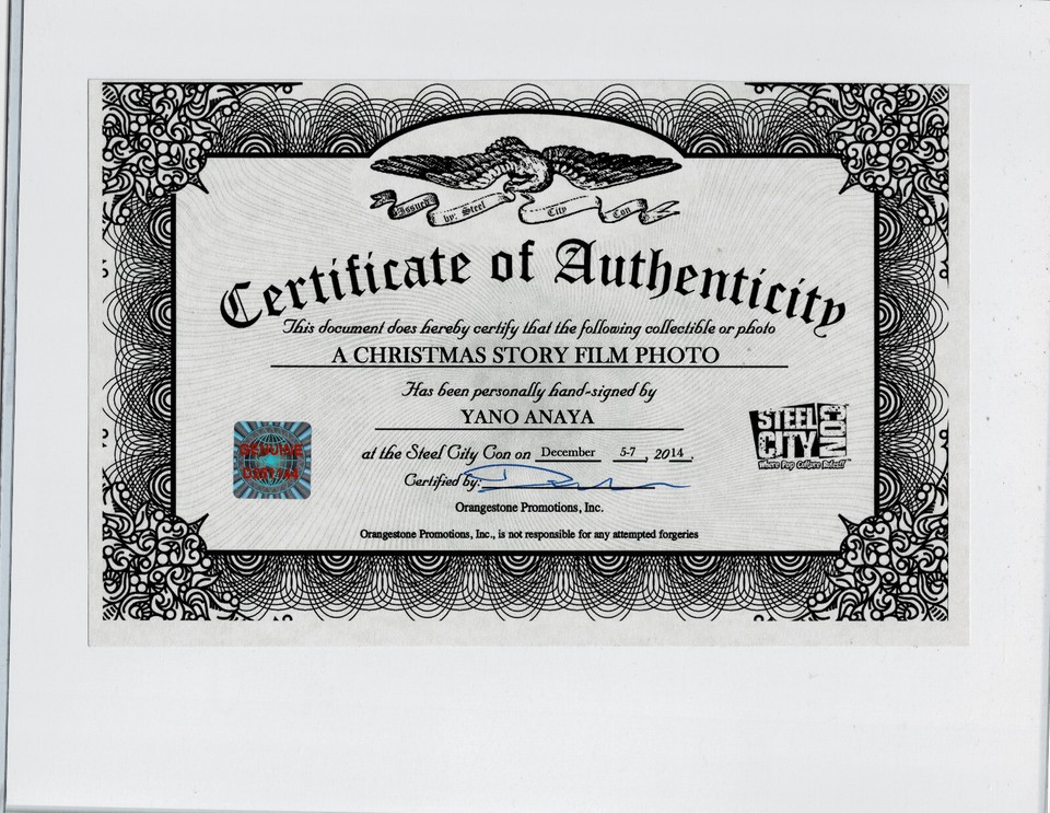 YANO ANAYA Signed PHOTO 8x10 Autograph COA Holo A CHRISTMAS STORY ...