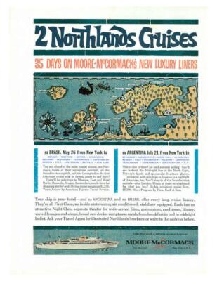 1960 Moore & McCormack Cruise Luxury Liners PRINT AD Brasil Argentina ...
