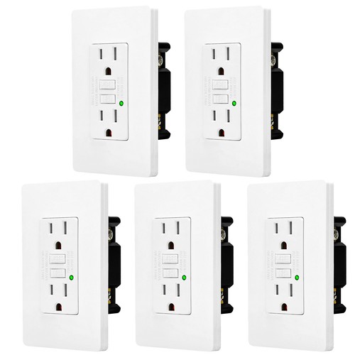 Safe GFI GFCI Outlet 15 Amp LED Indicator Non-TR/WR Universal Power ...