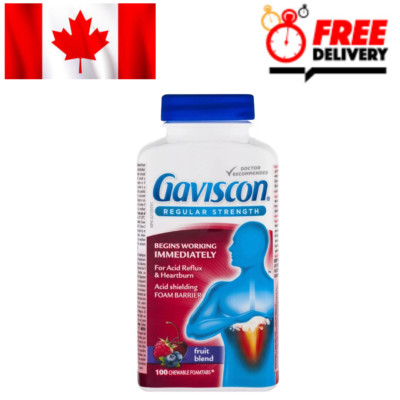 GAVISCON Regular Strength Fruit Blend, 100 Chewable FoamTabs Long ...
