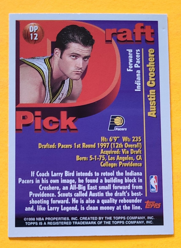 1997-98 Topps #DP12 Austin Croshere Draft Pick Exchange RC | eBay