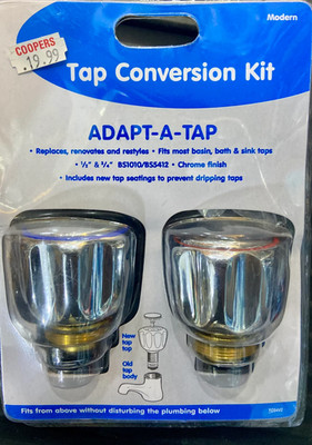 Adapt-A-Tap Tap Conversion Kit Chrome – 1/2” & 3/4” Basin Bath Sink ...