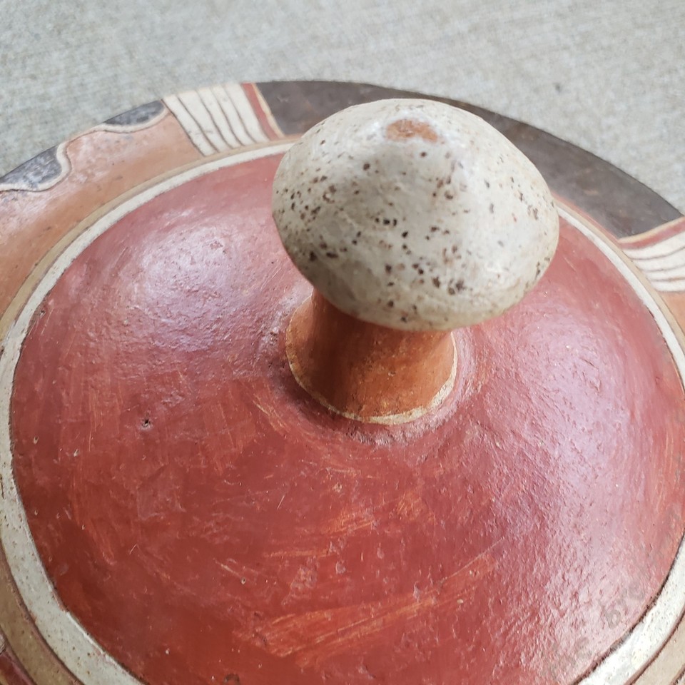 Pre Columbian Polychrome Eagle Copador Style Tripod Lidded Pot | eBay