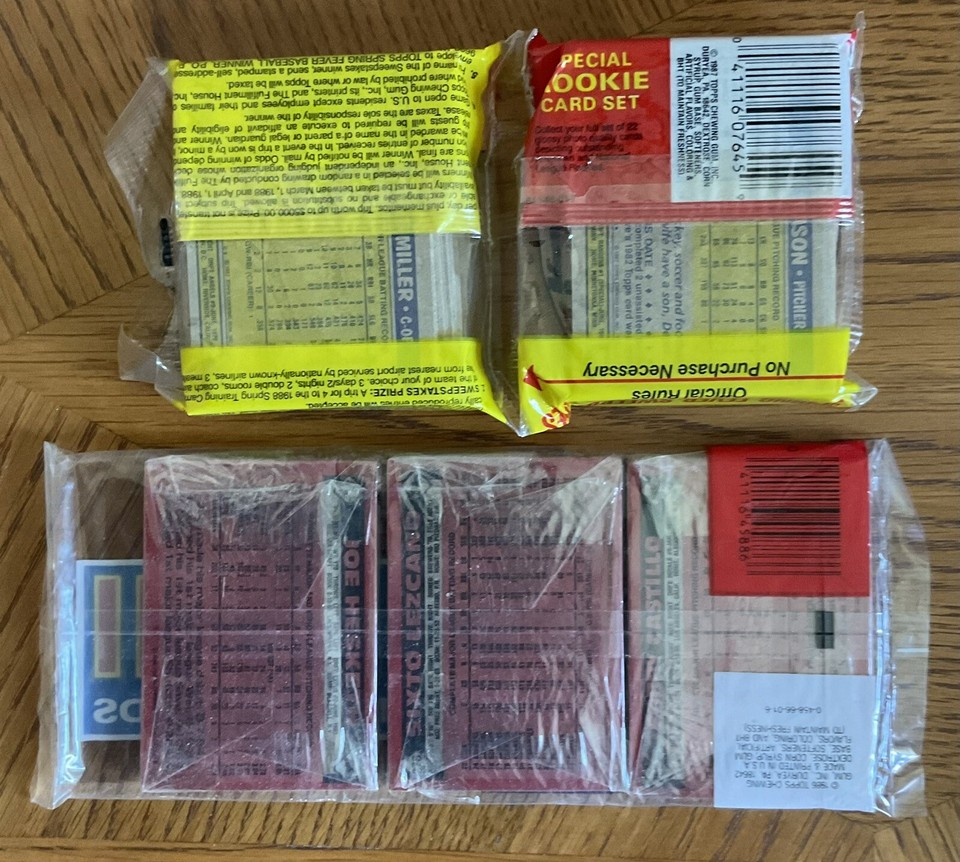 1986 Topps Grocery Rack Pack & 1987 Topps Jumbo Pak Sealed Bonds Bo ...