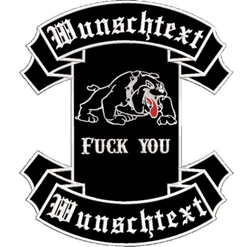 Rückenpatch mit Motiv und Wunschtext Biker Rocker Kutte MC (34 x 39cm ...