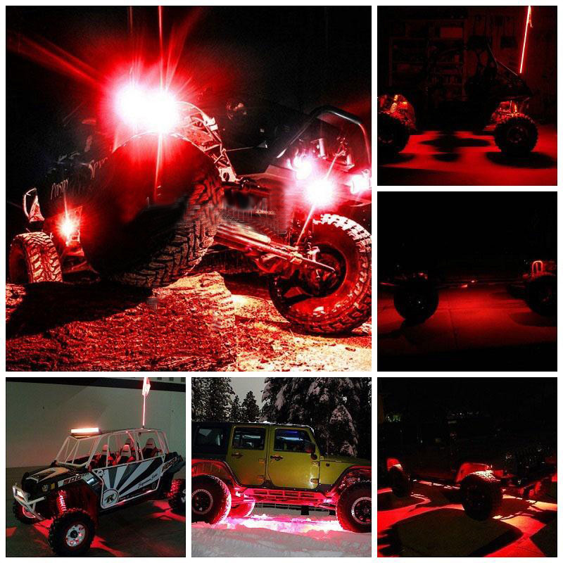 Red 20 Pods Super Bright LED Rock Light Underglow For Truck SUV Offroad ...