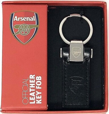ARSENAL FC - REAL LEATHER KEYCHAIN FOB EMBOSSED CREST KEY RING KEYCHAIN ...