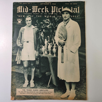 Sept 09, 1933 Mid-Week Pictorial Magazine Mrs Moody Miss Jacobs Tennis ...