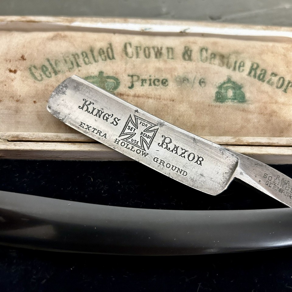 WW1 Solingen “King’s razor” straight razor, Iron Cross ‼️ Handle Broken ...