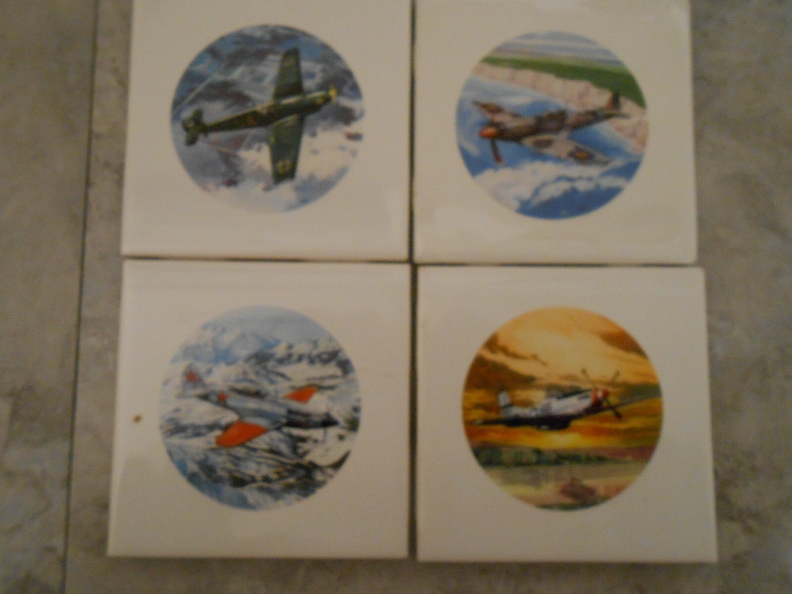 Airplane Tiles Coasters Set of 4 Fighter jets Ceramic 4" X 4" | eBay