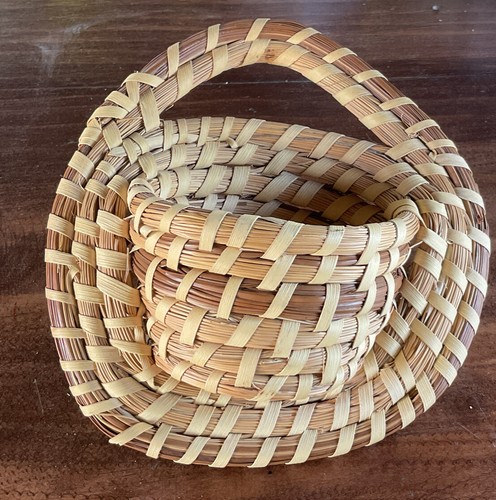 Gullah Sweetgrass Woven Slanted Hanging Wall Basket Handmade South ...