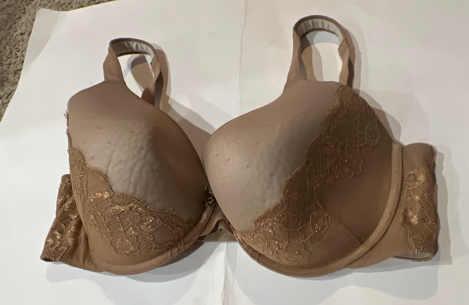 AMBRIELLE Plunge Underwire Bra 40D Full Figure Nude W… - Gem