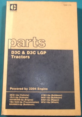 CAT CATERPILLAR D3C CRAWLER TRACTOR DOZER PARTS MANUAL BOOK S/N 5KG 1PJ ...