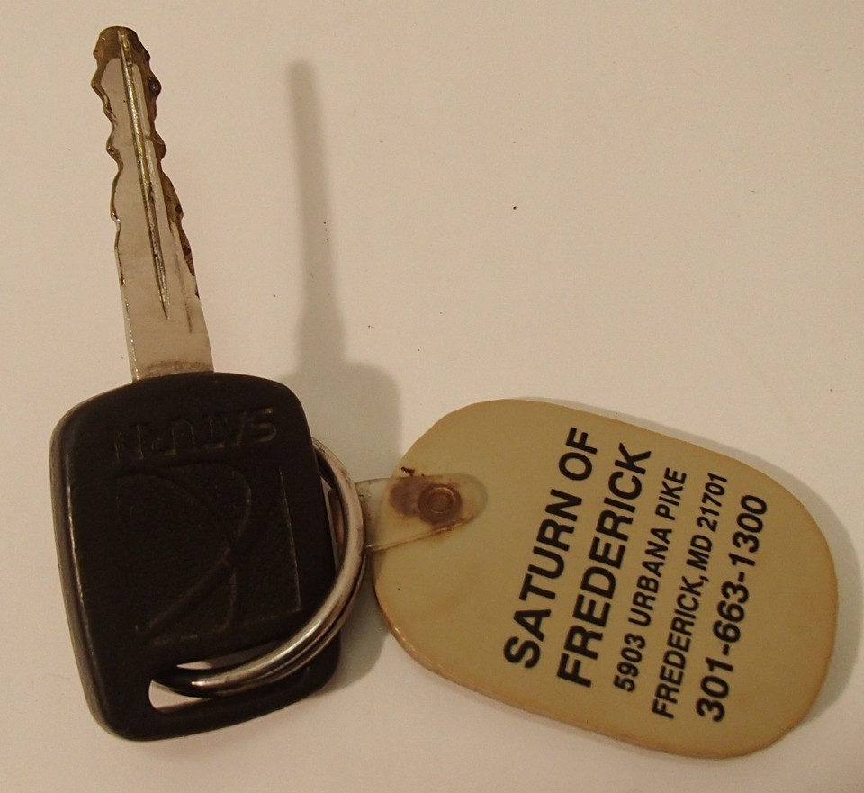 Vintage 1990s Saturn Car Key with Dealer Keychain Frederick MD | eBay