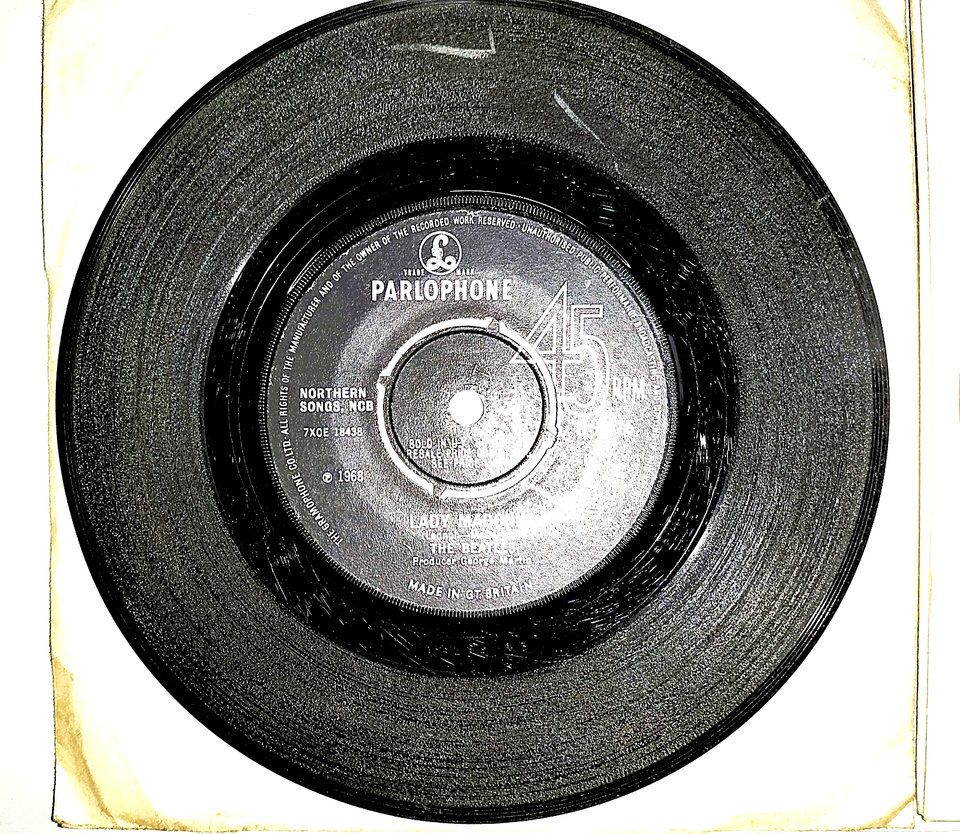 3 x Beatles Singles Vinyl Hello Goodbye Hey Jude Lady Madonna ...