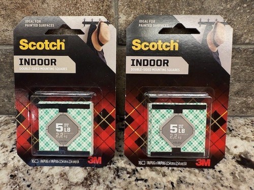 NEW Scotch Indoor Double Sided Mounting Squares 1 Inch 5 LP 16 Pieces ...
