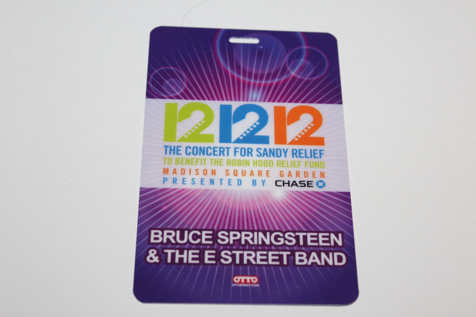Bruce Springsteen - Plastic Backstage Pass - Sandy Relief Concert 2012 ...