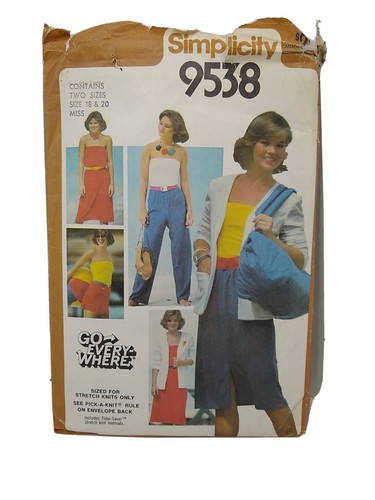 Simplicity 9538 Sewing Pattern Ladies Tube top Jacket Bottoms Size 18 ...