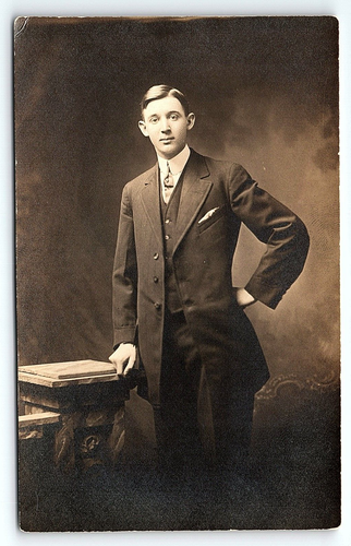 c1910 PHILADELPHIA PA GENTLEMAN IN 3 PIECE SUIT C. MYLAND RPPC POSTCARD ...