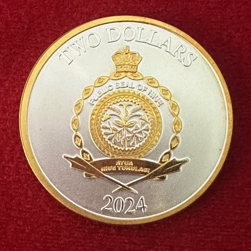 2024 - 1 Troy Oz .9999 Silver Niue Roaring Lion Coin w/ 24K Gilding by ...