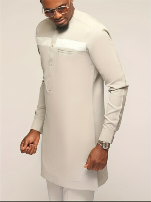 Men's Traditional 2 Piece Set African Shirt and Pants Set Suit Middle ...