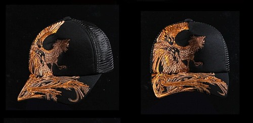 Mens Trucker Mesh Cap Japanese Pattern Embroidery Dragon Tiger Phoenix ...