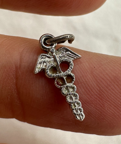 Caduceus Sterling silver Charm Dangle Medical Staff Logo for Bracelet ...