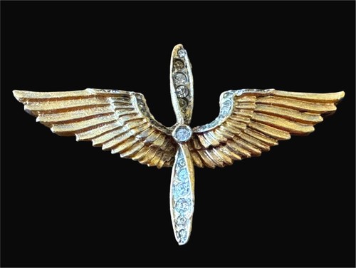 TRIFARI WW2 STERLING SILVER RHINESTONE U.S. ARMY AIR CORPS PROPELLER ...