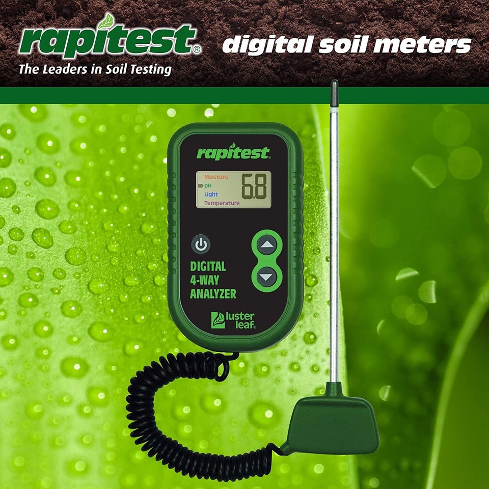 RAPITEST 4-1 DIGITAL pH THERMOMETER LIGHT GARDEN SOIL PLANT TEST TESTER ...
