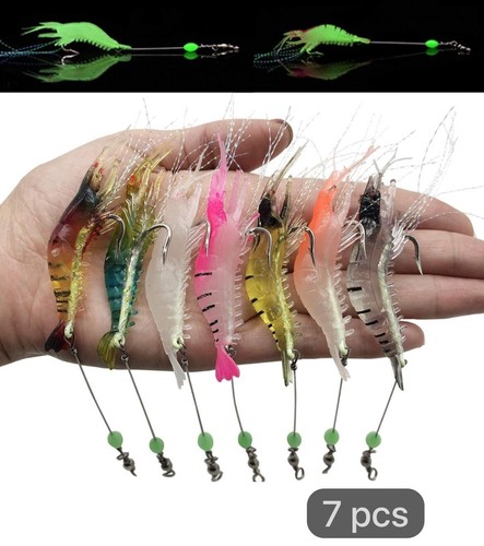 Mix 7 pcs Sidewinder Sand eel Lure Bass Cod Pollock Jelly Lures shrimps ...