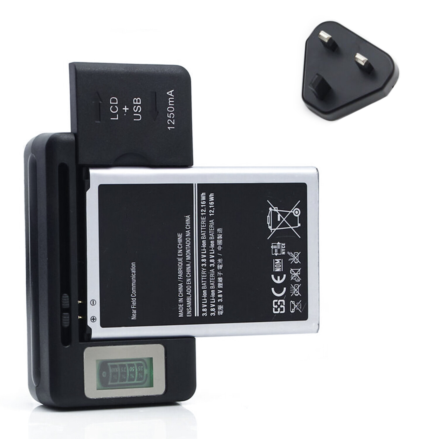 Multi Mobile Phone Battery Universal Charger LCD USB Charging Port UK ...