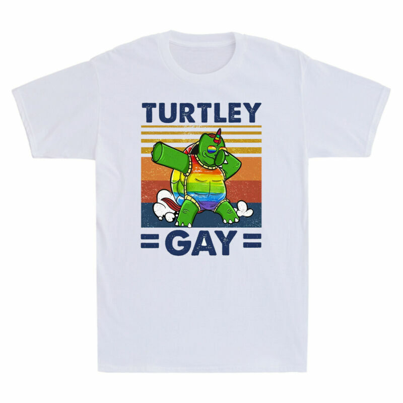Turtle Gay LGBT Rainbow Lesbian Pride Funny Vintage Men's T-Shirt ...